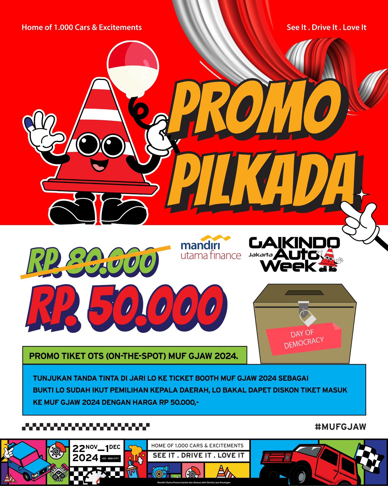 MUF GJAW 2024 HADIRKAN PROMO TIKET MASUK KHUSUS PILKADA | Jakarta Auto Week
